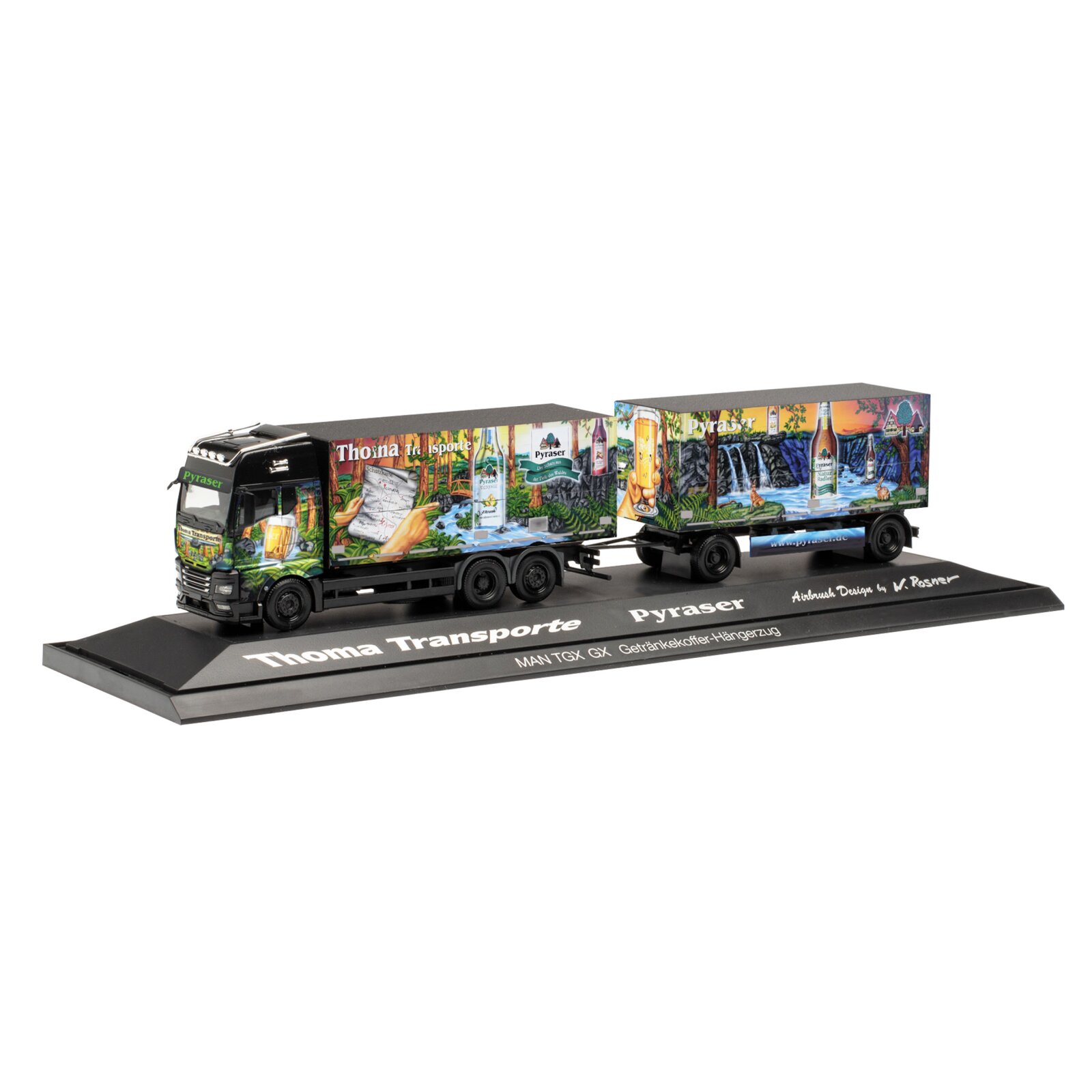 *Herpa 122207 MAN TGX GM Getränkekoffer-Hängerzug, Pyraser II / Thoma